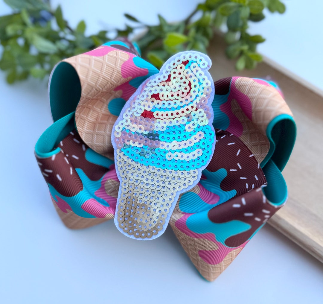 Ice Cream Cone Hair Bow, Jumbo Boutique Hair Clip - Etsy