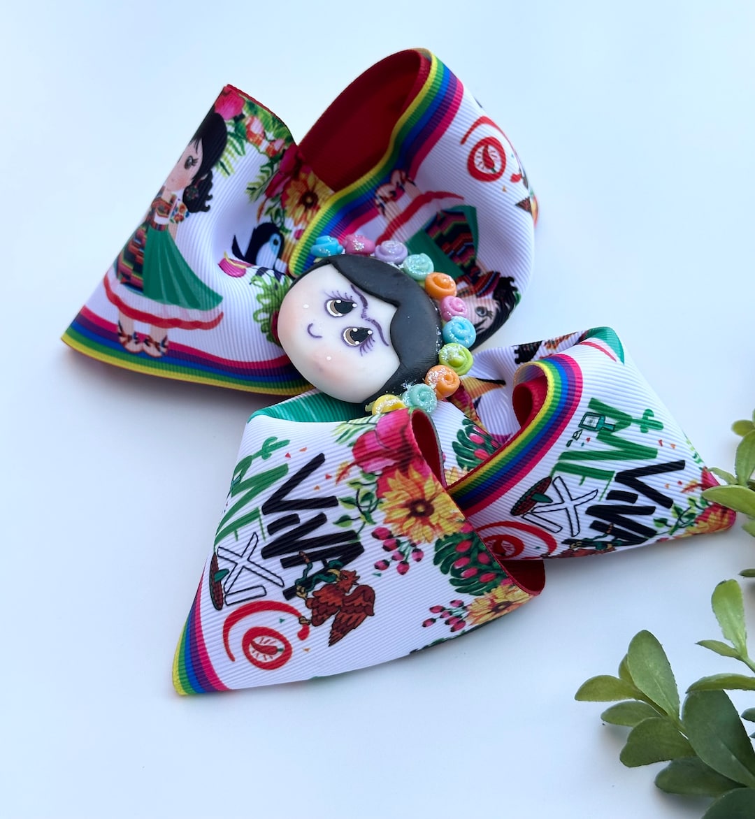 Viva Mexico Hairbow, Mexican Hair Bow, Mexican Bow, Cinco De Mayo Hair ...