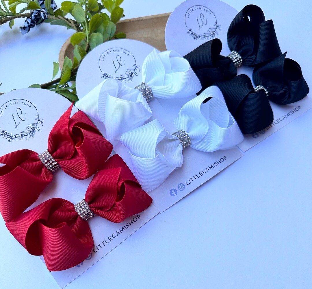 Handmade Grosgrain Ribbon Hair Bows, Set of 6 Boutique Bows - Etsy