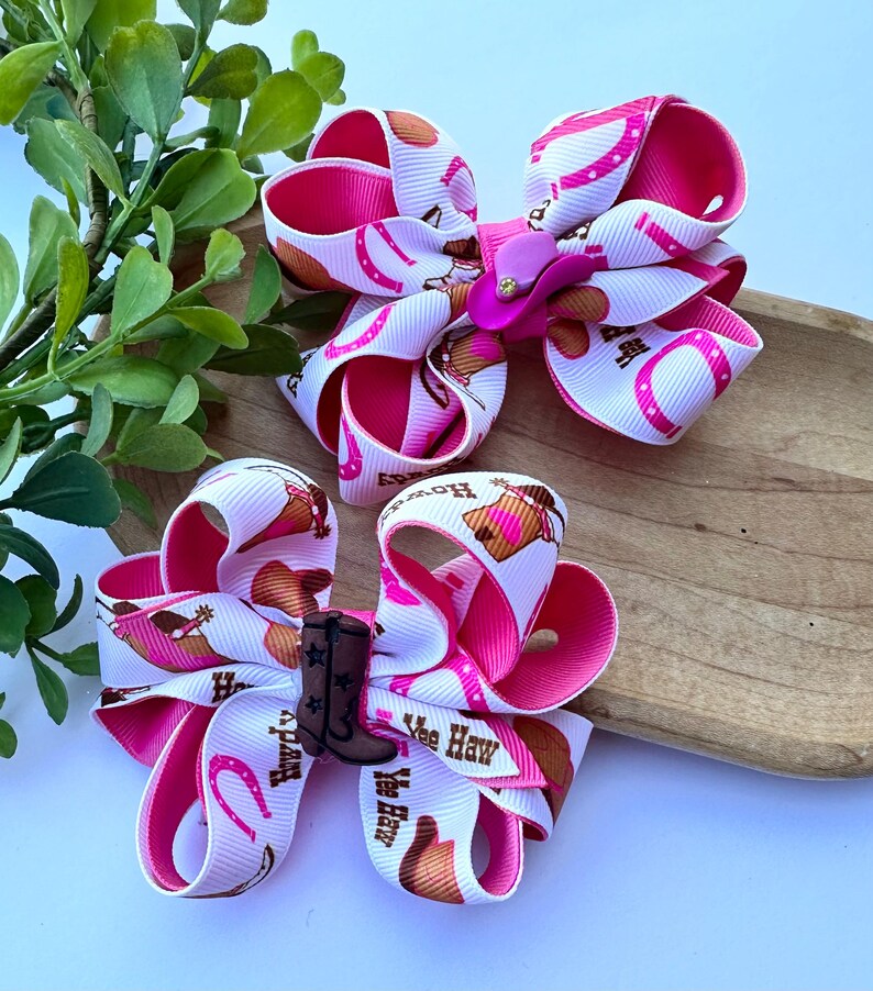 Pink Cowgirl Hair Bow, Cowgirl Hair Clip, Cowgirl Hair Accessories ...