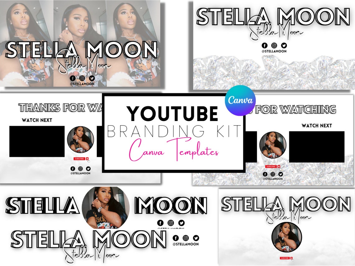 Youtube Branding Kit Editable Banners Intros and Outros 8 - Etsy