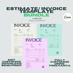Invoice Template Bundle, Editable Invoice, Canva Template, Invoice ...