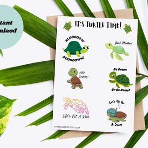 Printable Custom Turtle Stickers I Tropical Themed Stickers I ...