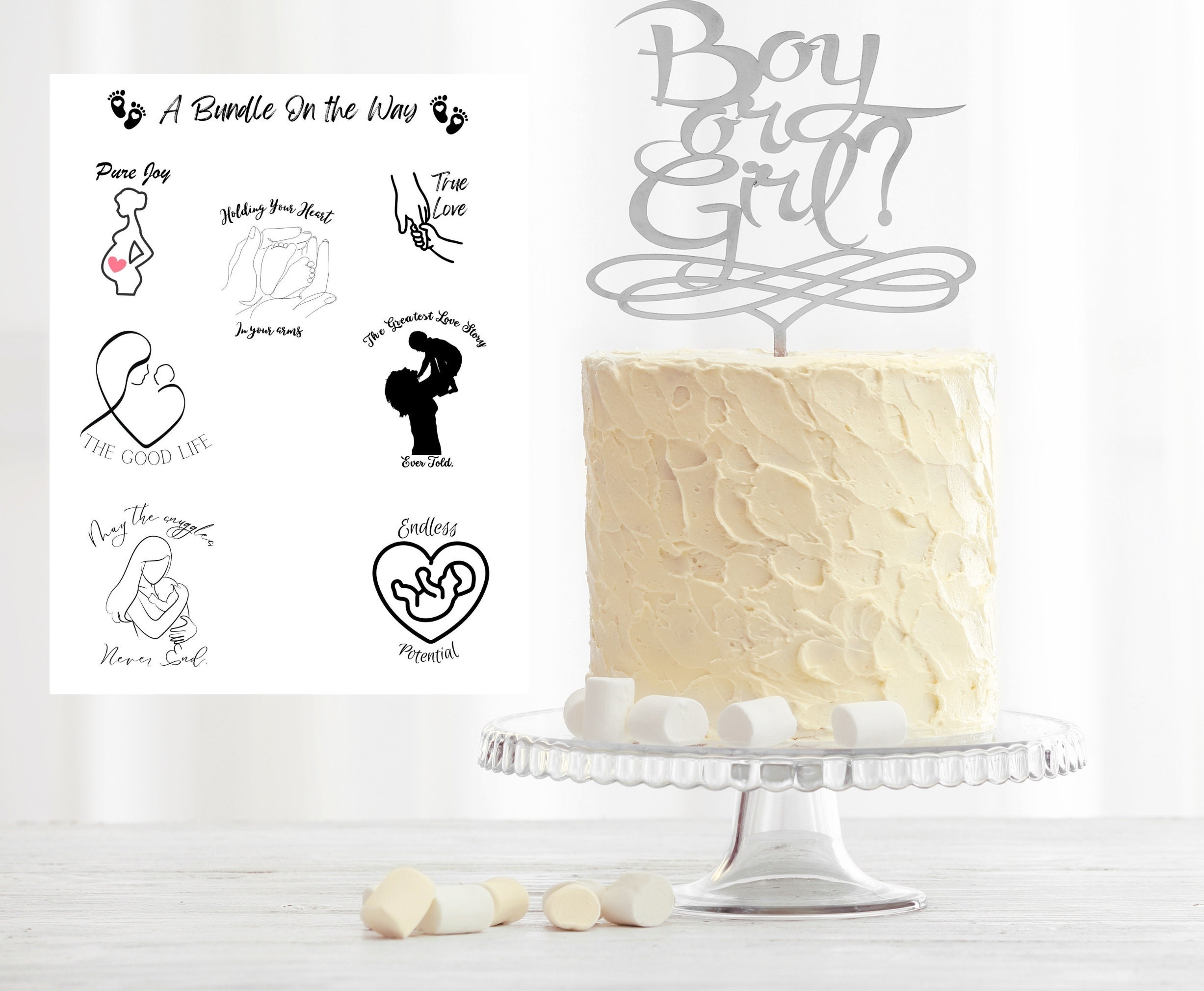 Printable Custom Pregnancy Stickers, Black and White Baby Stickers ...