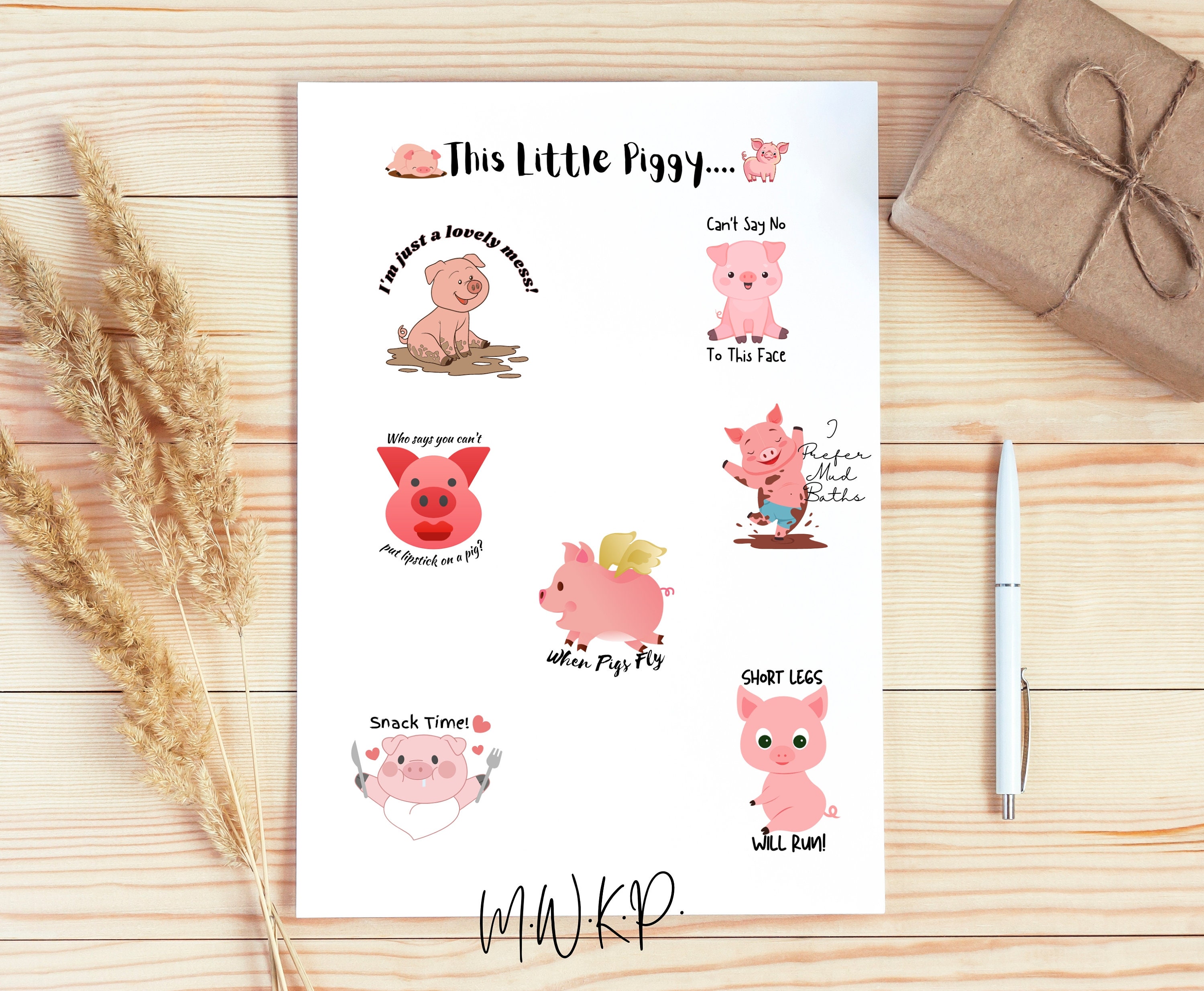 Printable Pig Stickers I Farm Animal Stickers I Cute Animal Stickers ...