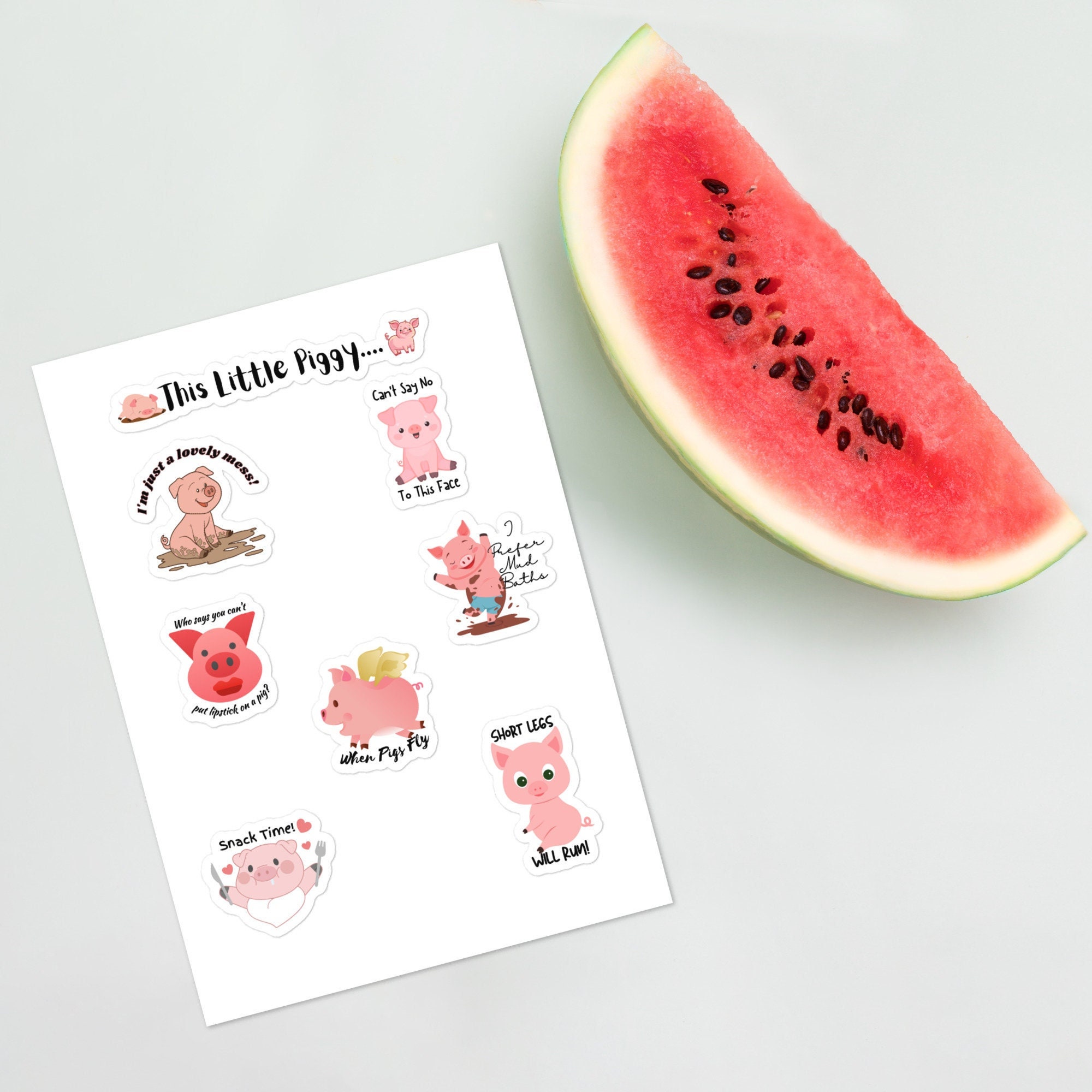 Custom Pig-themed Kiss Cut Sticker Sheet I Animal Stickers for Kids I ...