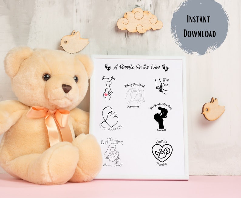 Printable Custom Pregnancy Stickers, Black and White Baby Stickers ...