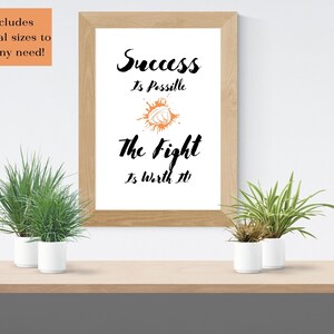 Printable "success is Possible. the Fight is Worth It! Wall Art I ...