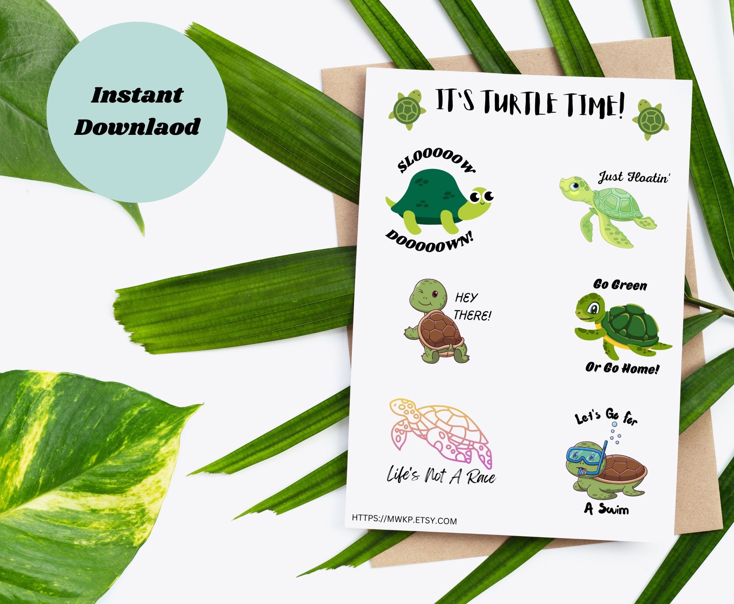 Printable Custom Turtle Stickers I Tropical Themed Stickers I ...