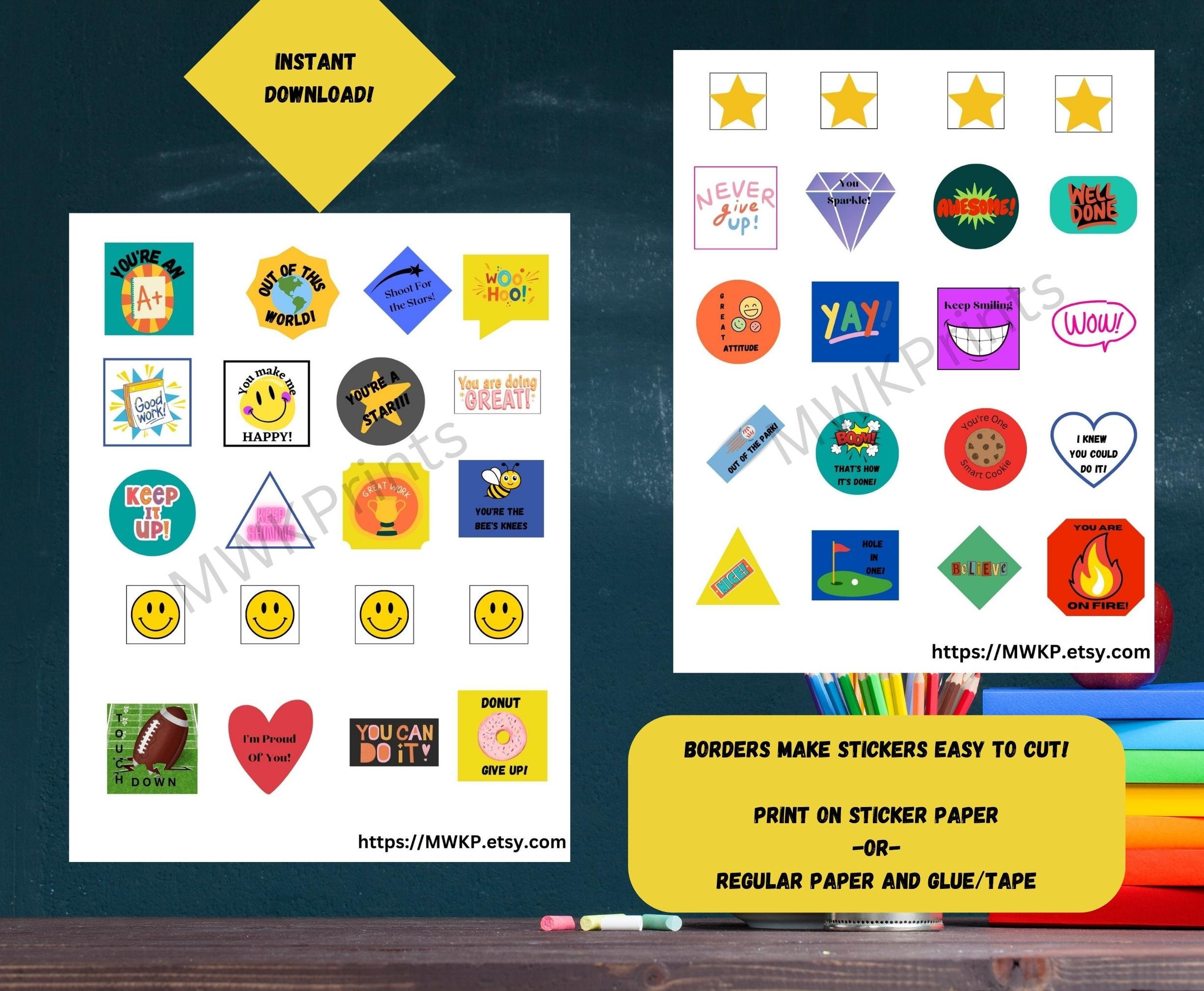 Printable Teacher Stickers, Scrapbooking Stickers, Positive Stickers ...