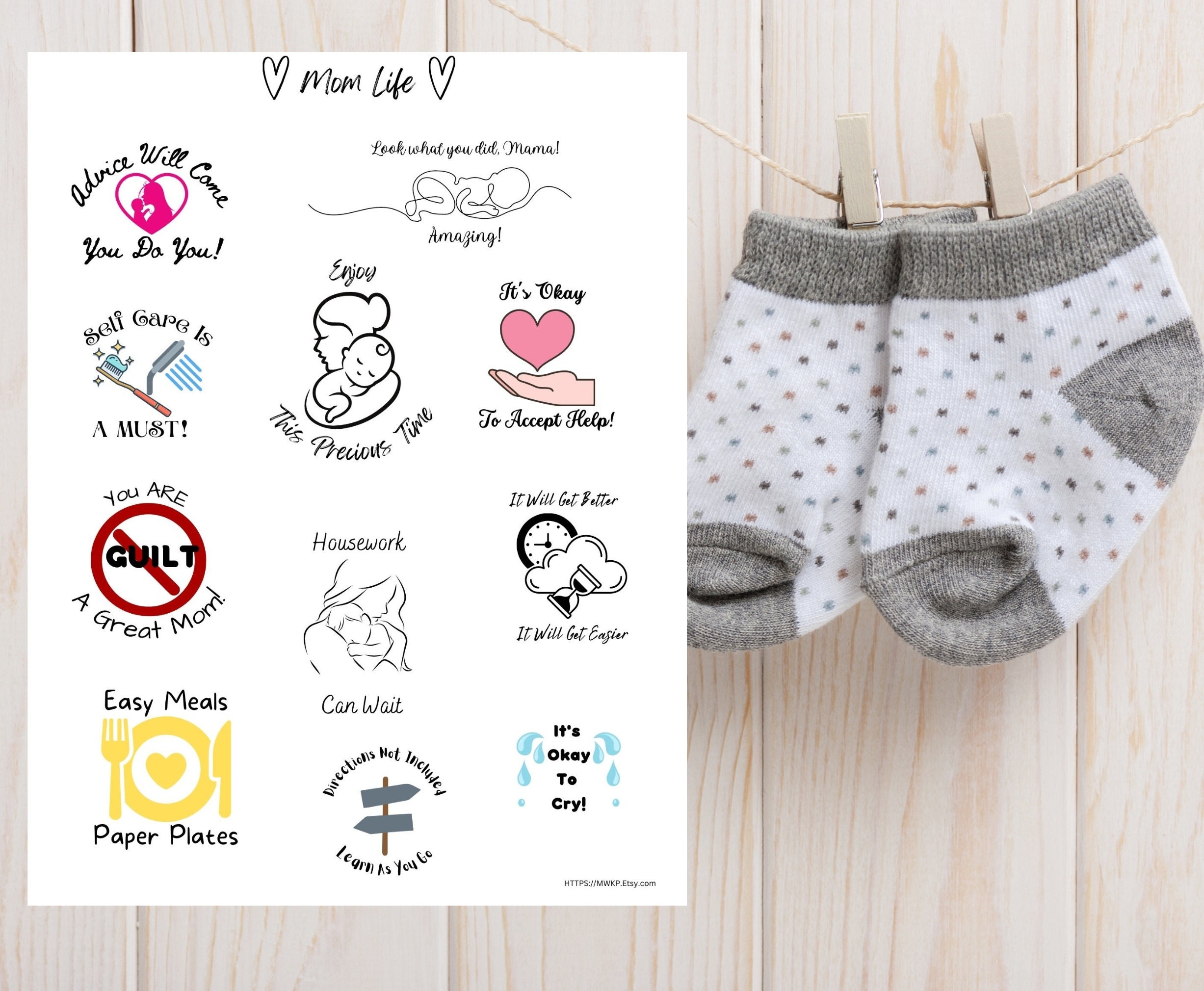 Printable Custom New Mom Stickers I Postpartum Stickers I New Baby ...