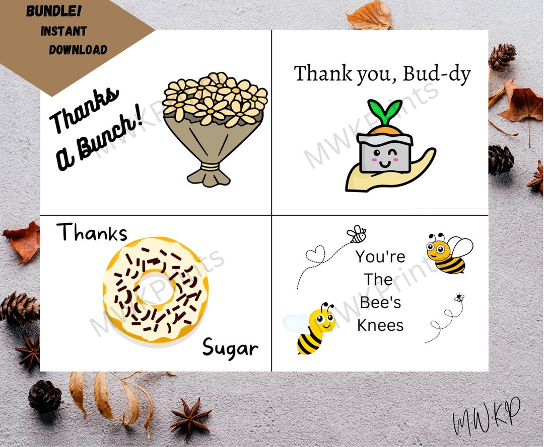 Printable Thank You Card Collection, Appreciation Gifts Any Occasion ...