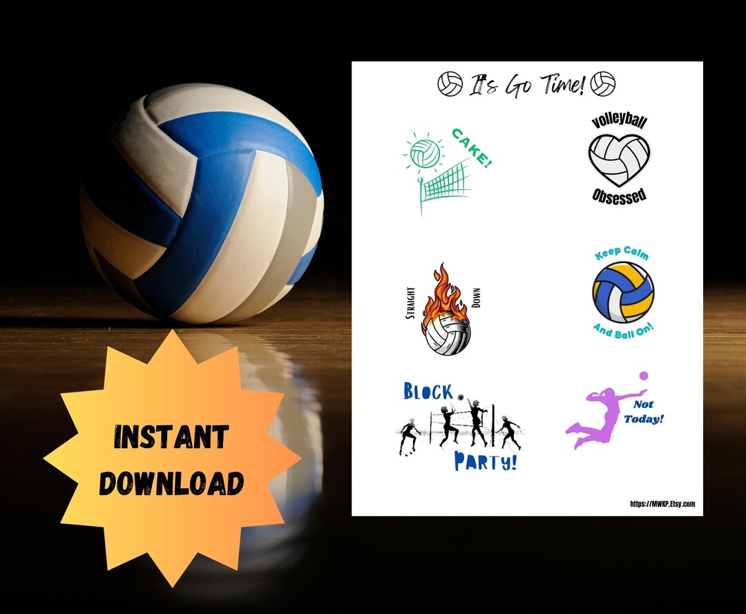 Printable Custom Girls-themed Volleyball Stickers I Ladies Vball ...
