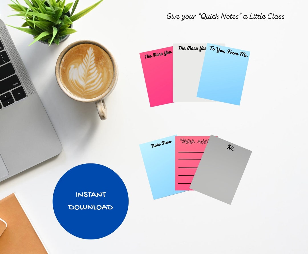 Printable Quick Notes, Colorful Reminder Cards, Fun Cards for Note ...