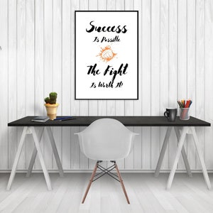 Printable "success is Possible. the Fight is Worth It! Wall Art I ...