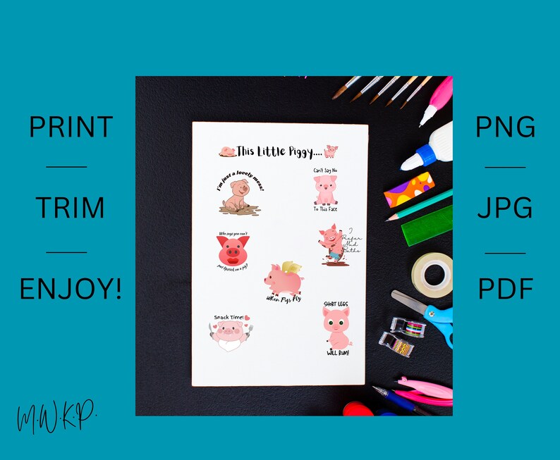 Printable Pig Stickers I Farm Animal Stickers I Cute Animal Stickers ...