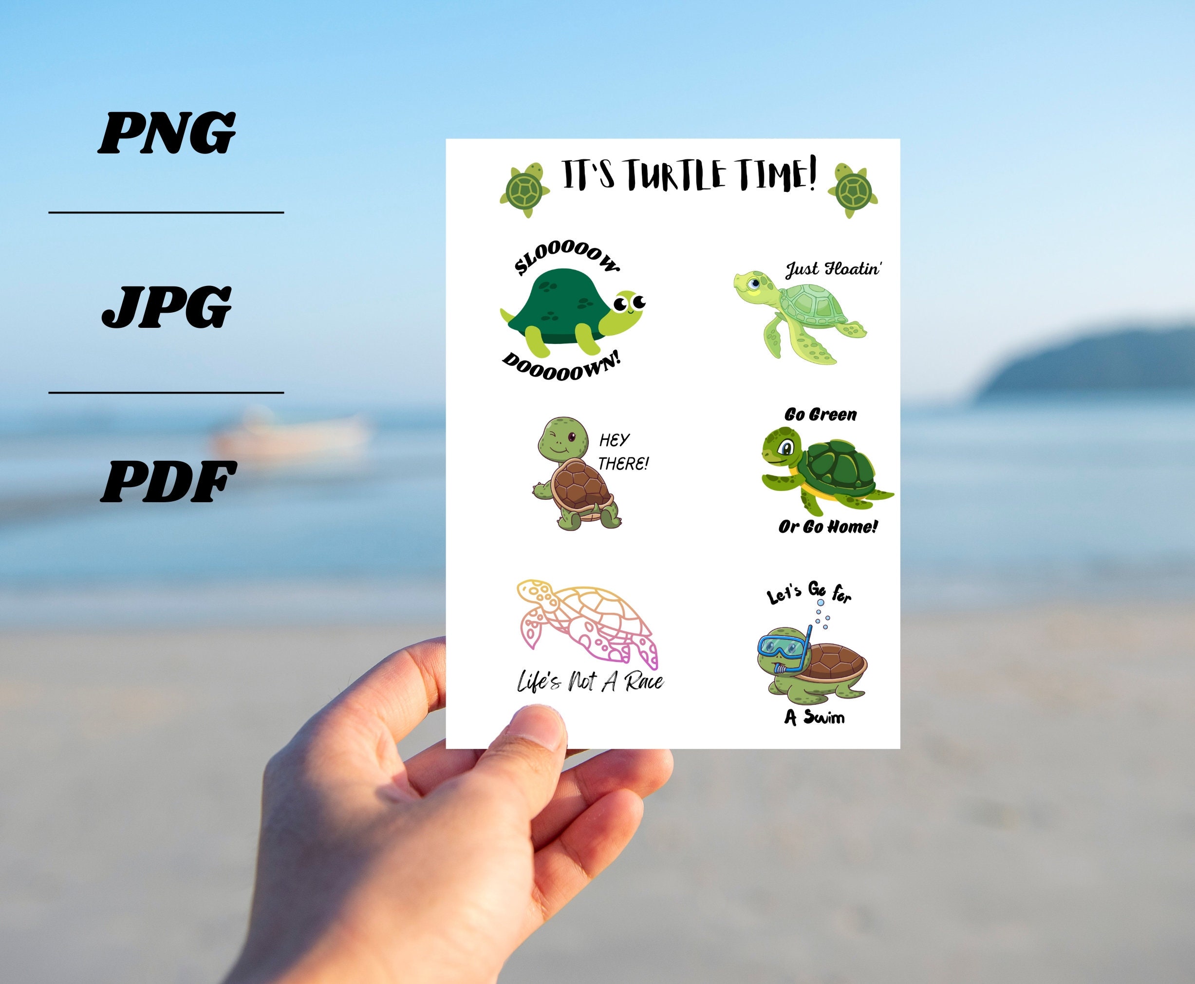 Printable Custom Turtle Stickers I Tropical Themed Stickers I ...