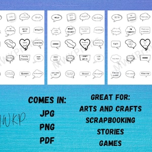 Printable Word Bubble Stickers, Scrapbooking Stickers and Essentials ...