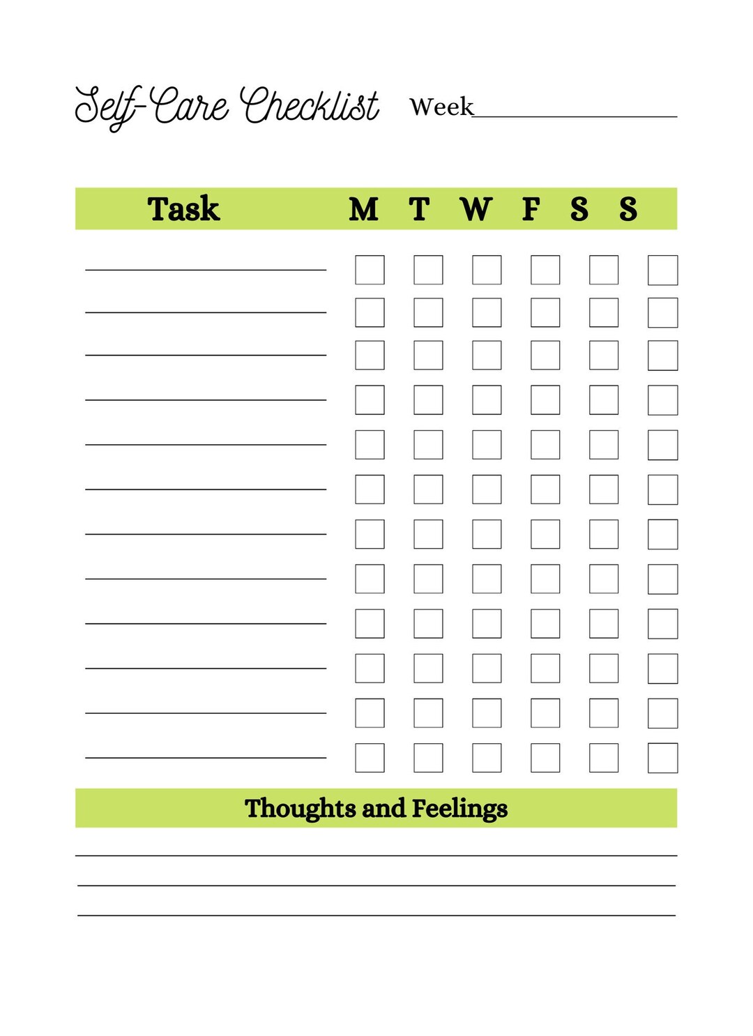 Self Care Checklist Etsy