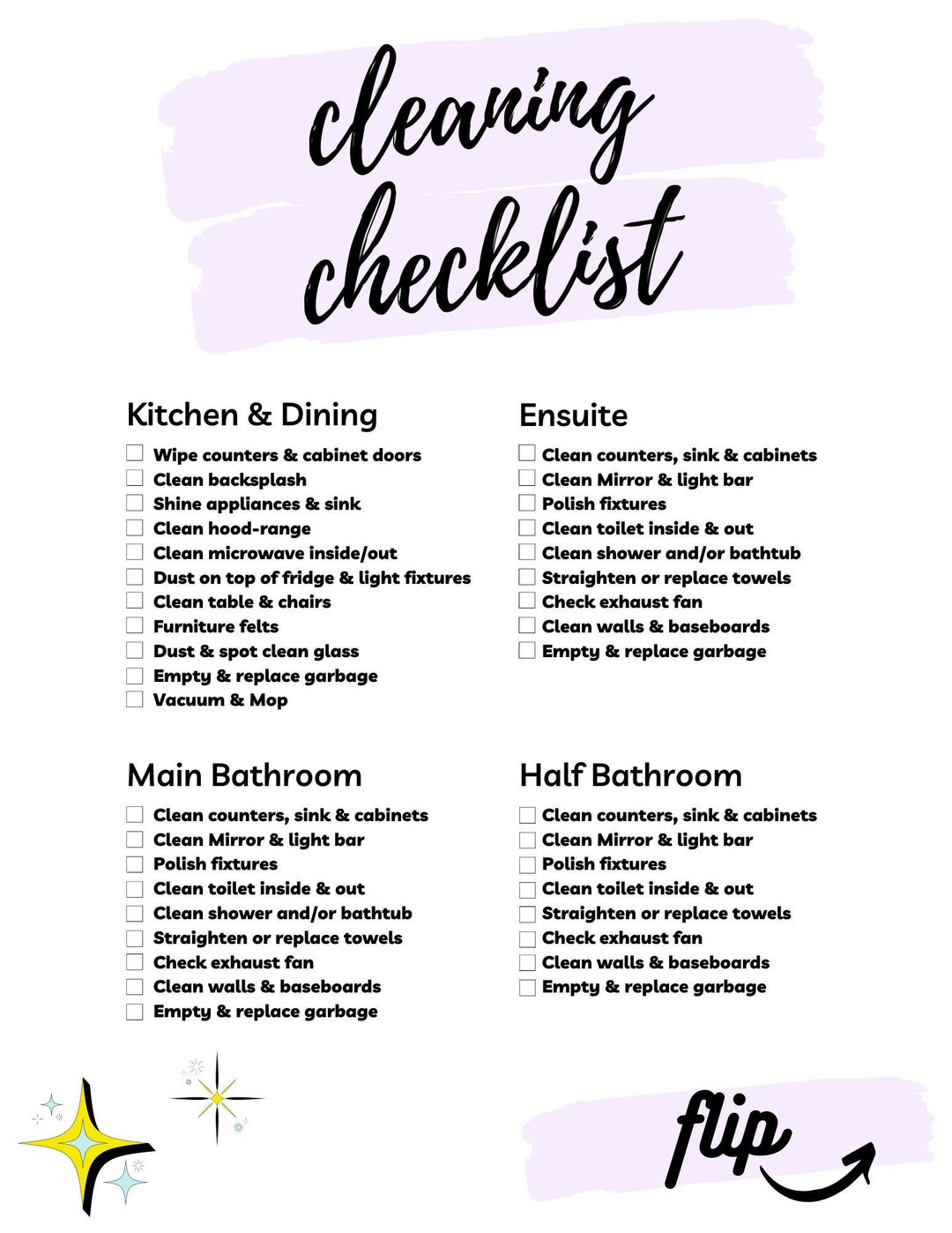 Professional Housekeeping Cleaning Checklist Digital Download Printable ...
