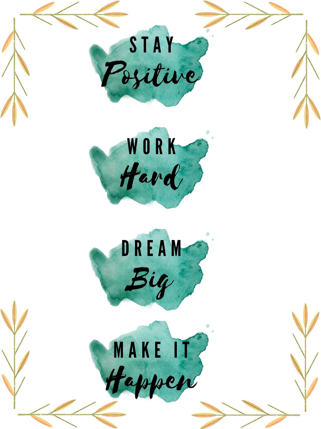 Stay Positive Inspirational Wall Art Digital Download Printable - Etsy