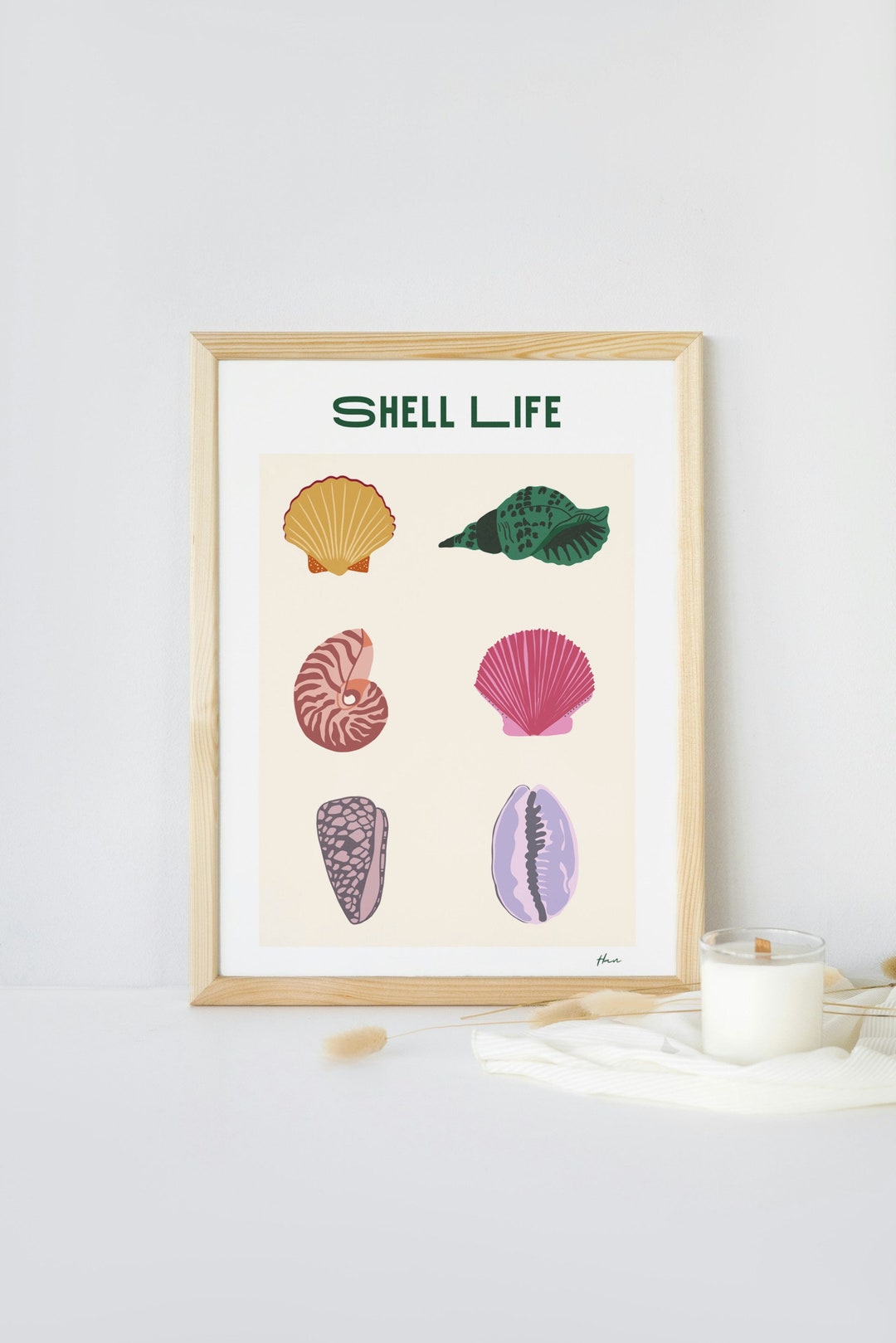 Blue Shell Print Poster Beach Life Coastal Decor With Inspirational ...