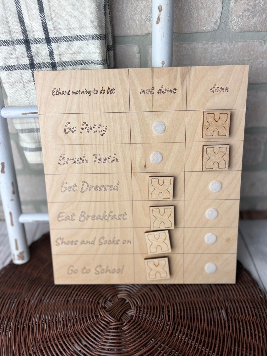 Kids Wooden to Do List Morning Routine, Morning to Do List, Morning ...