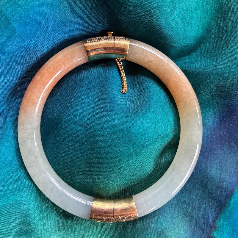 Jade Gold Hinged Bracelet - Etsy
