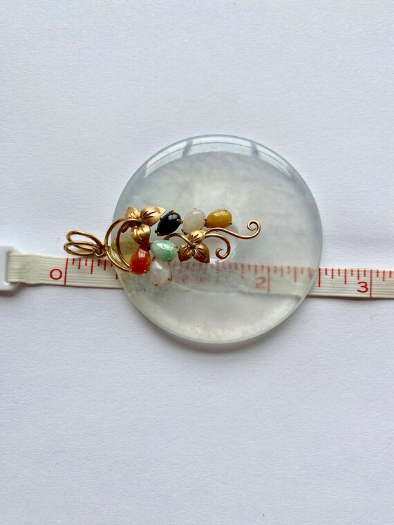 Ice Jade Disc with Multi Colors of Jade in 14K - Gem