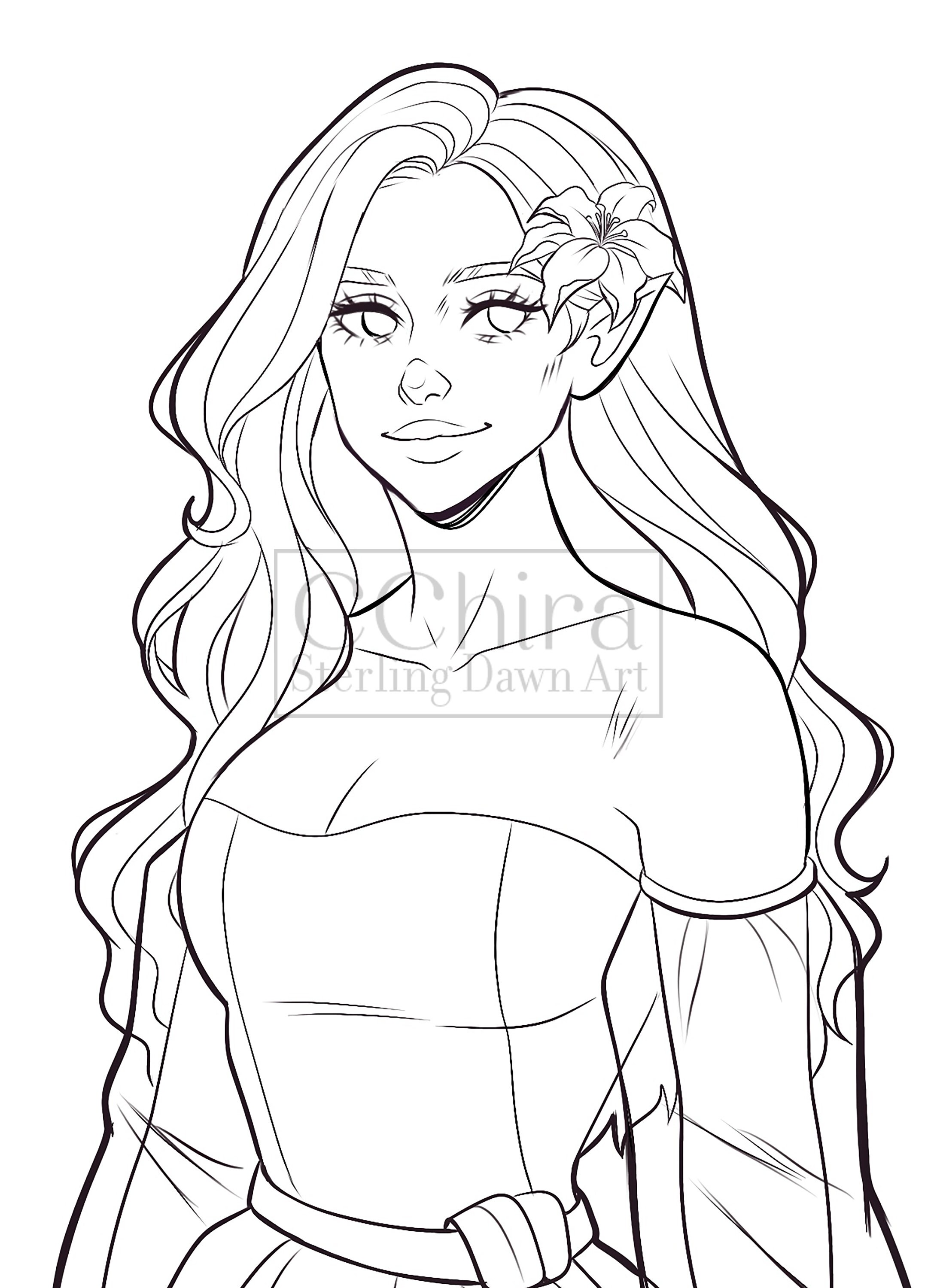 Elain Colouring Page - Etsy