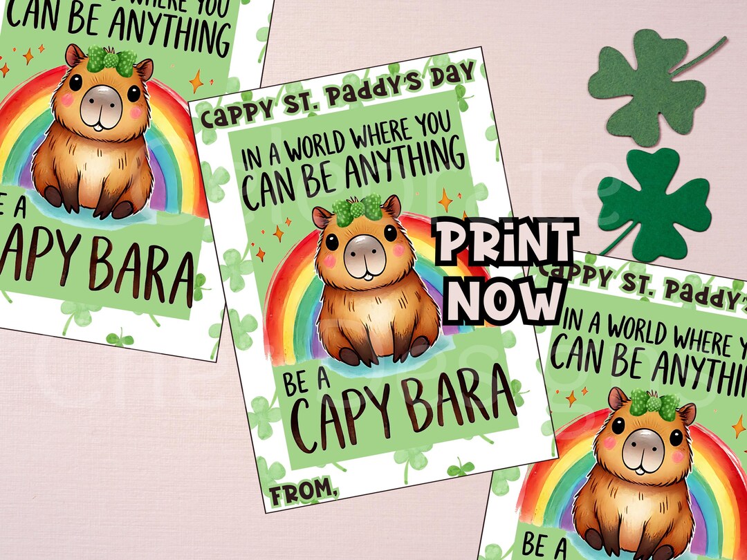 Capybara School St Patricks Day Cards, Instant Download, Classroom ...