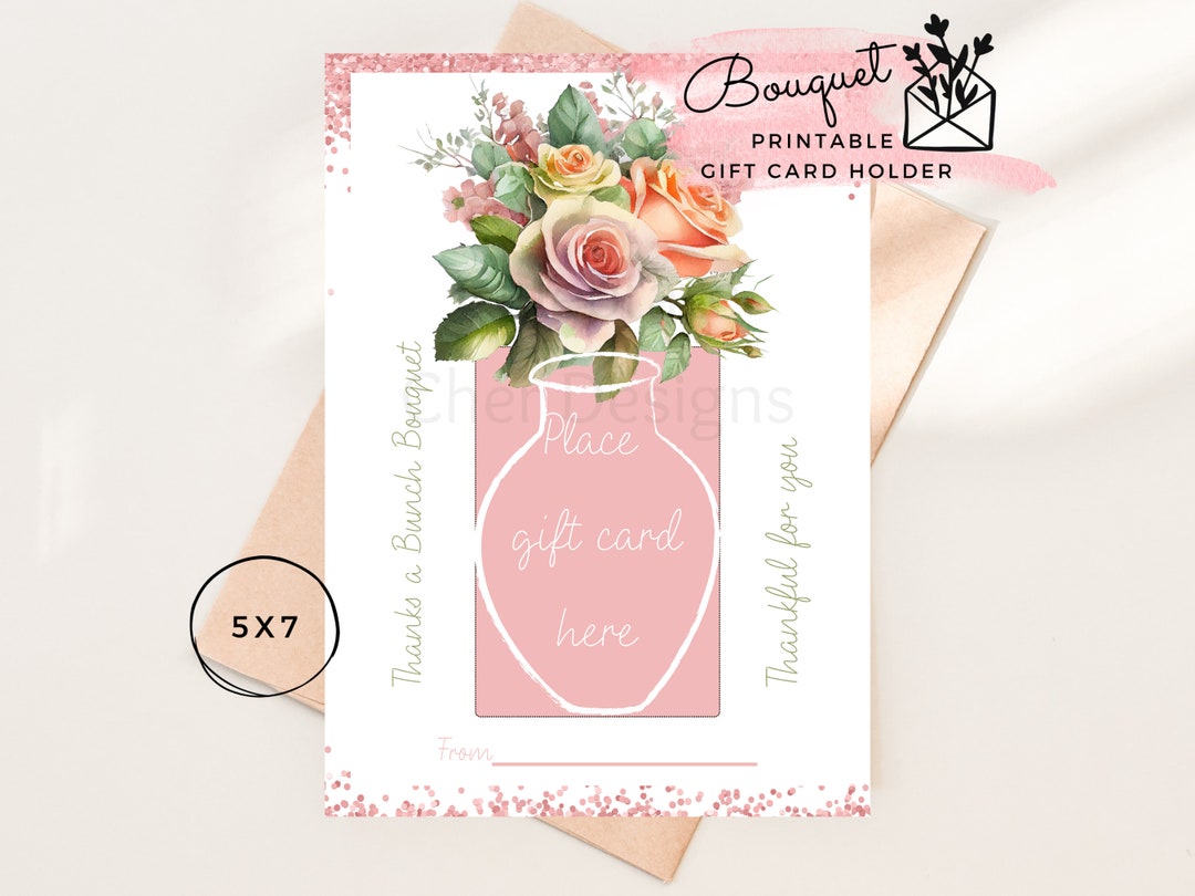 Thanks a Bunch Bouquet Gift Card Printable Holder - Etsy