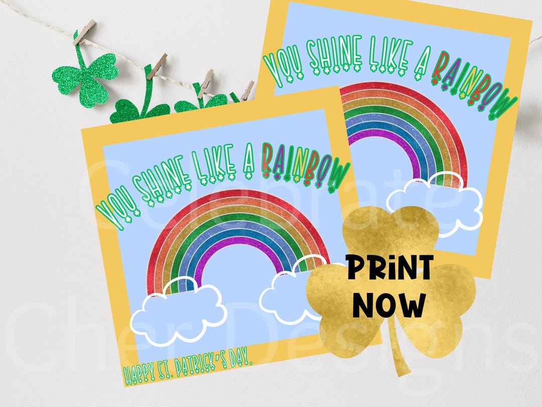 Shine Like a Rainbow Affirmation Card St. Patrick's Day, Printable ...