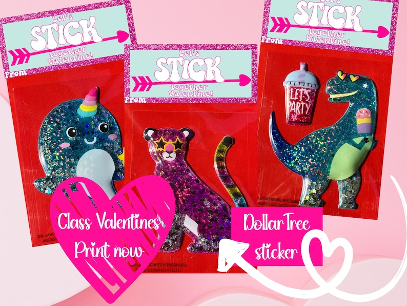Sticker Topper Valentine Printable School, Puffy Stickers, Instant ...