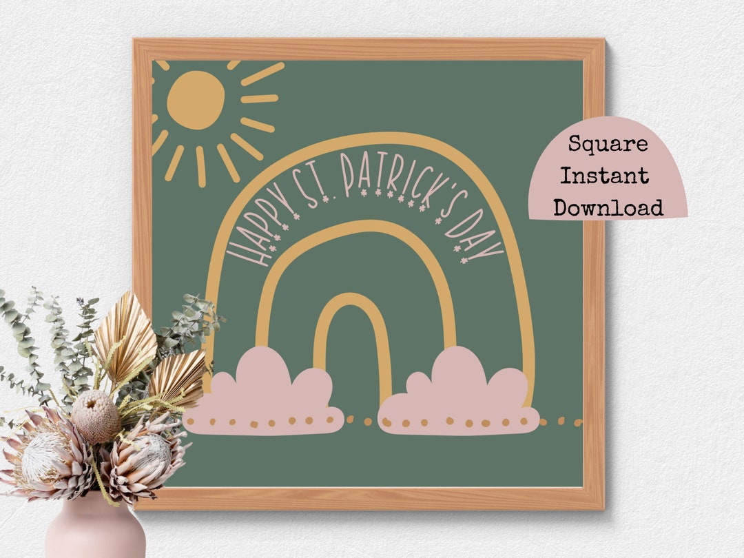 Boho Happy St. Patrick's Day Printable, Boho Rainbow, St. Patty's Day ...