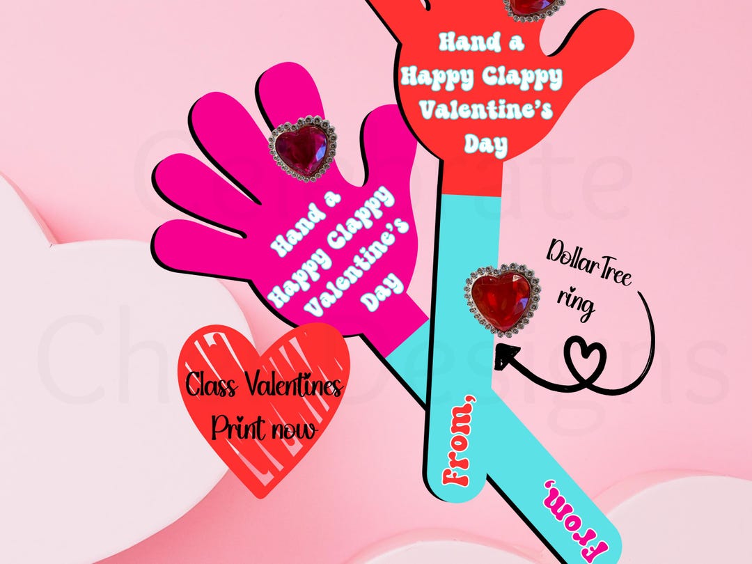 Hand Clapper Valentine Printable School, Ring, Instant Download, Dollar ...