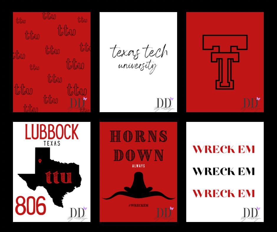 Texas Tech Red and Black Themed Wall Art Prints Lubbock, TX - Etsy