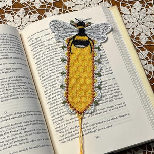 Embroidered Lace Bee Bookmark - Double Sided - Etsy