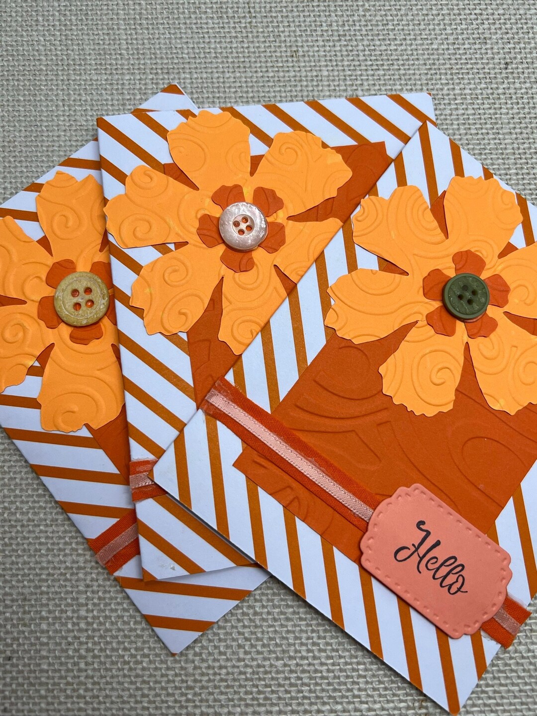 Cheerful Handmade hello Blank Note Card Set of 3 - Etsy