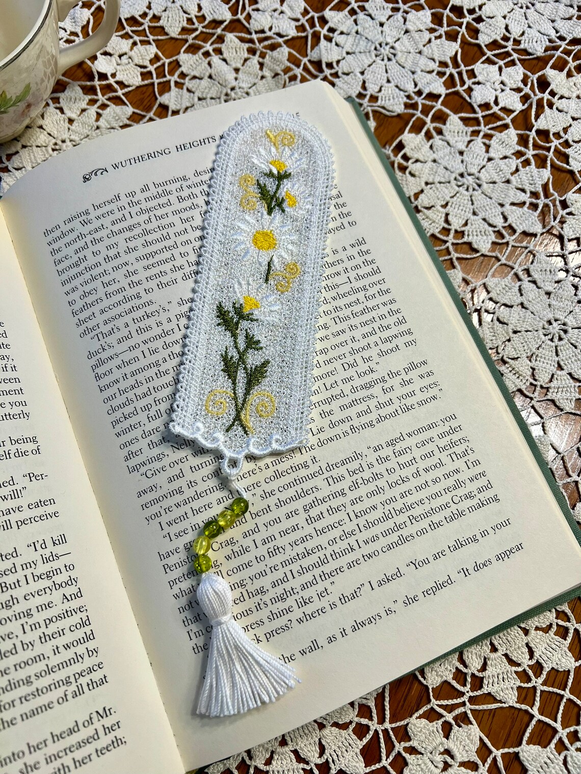 Embroidered Floral Daisy Lace Bookmark - April Flower - Etsy