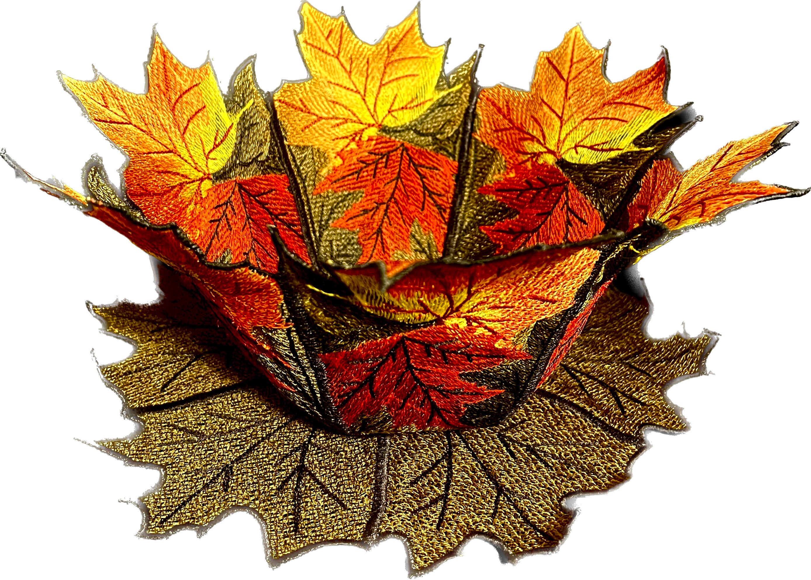 Lace Autumn Leaf Bowl & Doily - Stunning Set Created Entirely of Thread ...