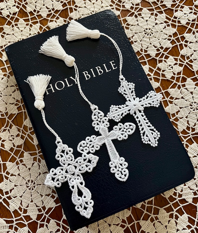 Lace Cross Bookmark With Tassel (machine Embroidery Freestanding Lace ...
