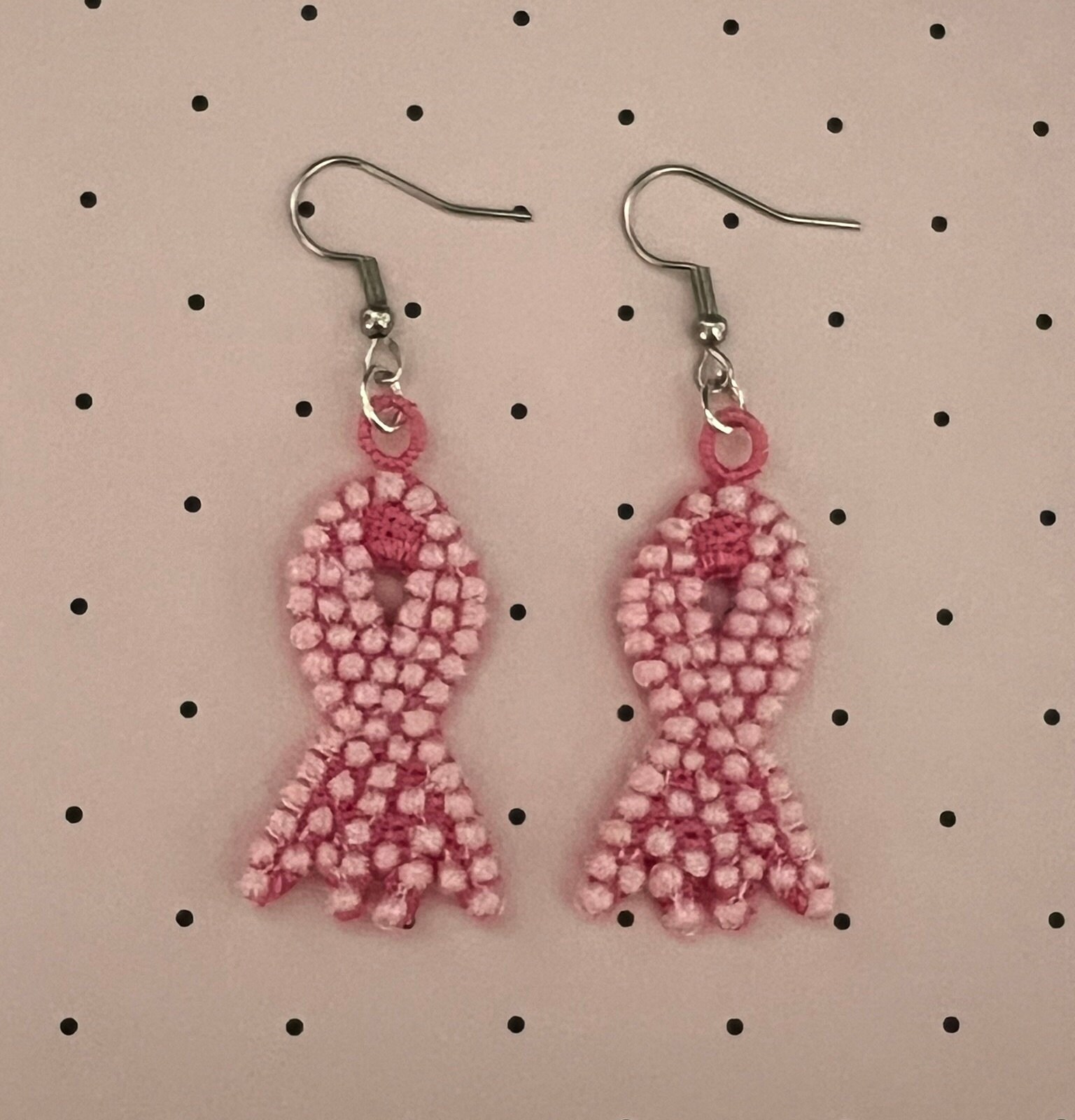 Unique Lightweight Cancer Awareness Pink Ribbon Earrings -created ...