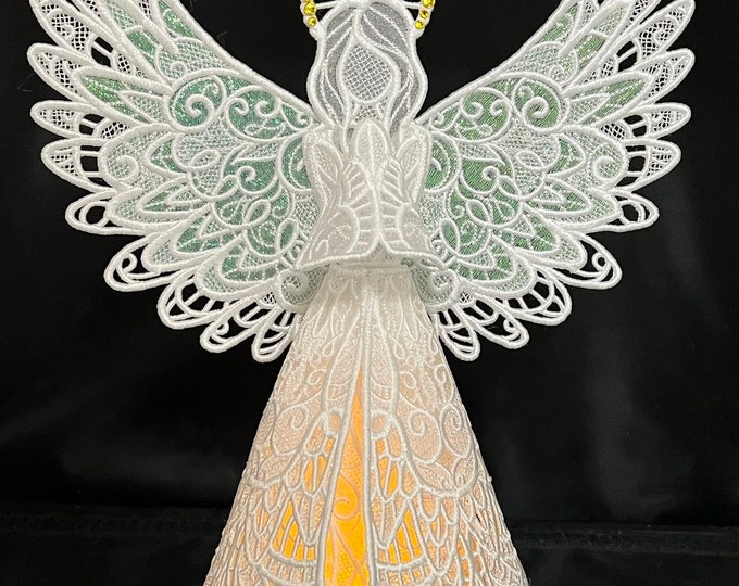 Lace Angel Christmas Tree Topper With Swarovski Gold Crystal Halo - Etsy