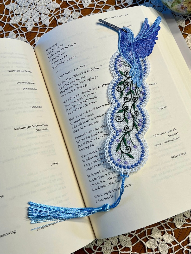 Embroidered Lace Hummingbird Bookmark - Etsy
