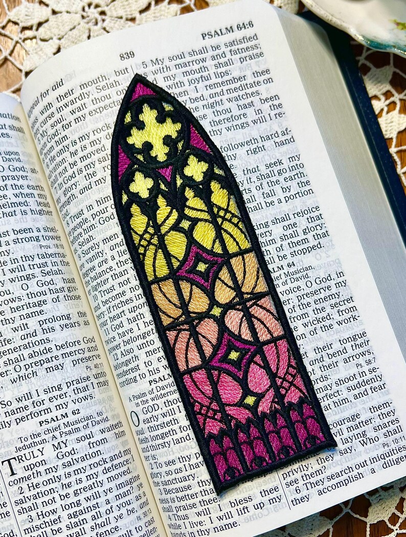 Stained Glass Church Window Embroidered Bookmark - Etsy