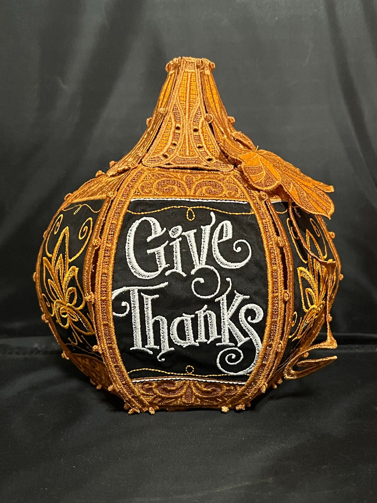 Give Thanks Lace Lighted Pumpkin Thanksgiving / Fall Decorating ...