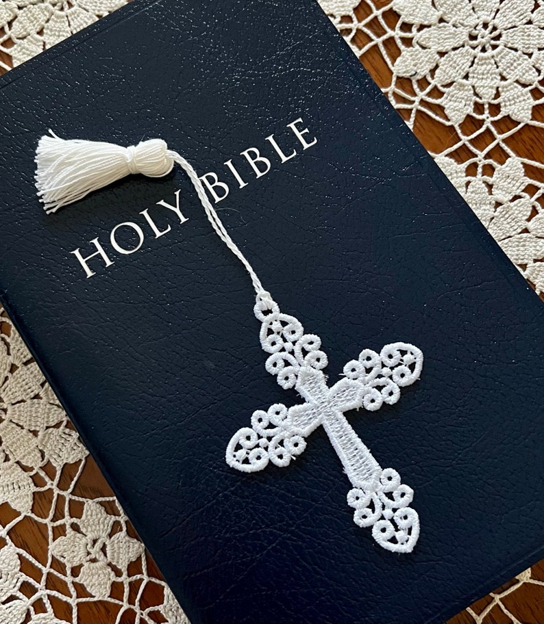Lace Cross Bookmark With Tassel (machine Embroidery Freestanding Lace ...