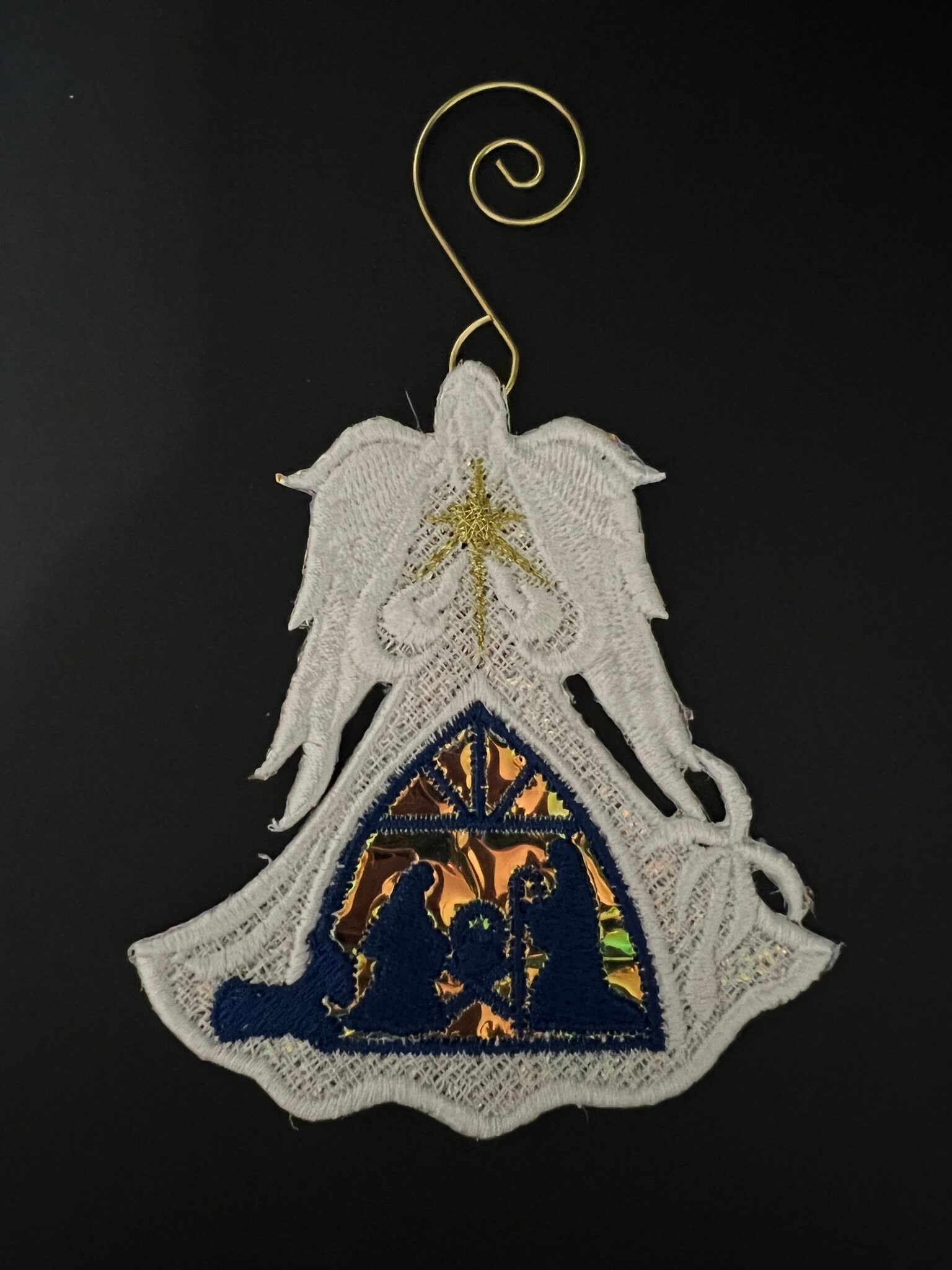 Lace Angel Nativity Scene Christmas Ornament Embroidered With a ...