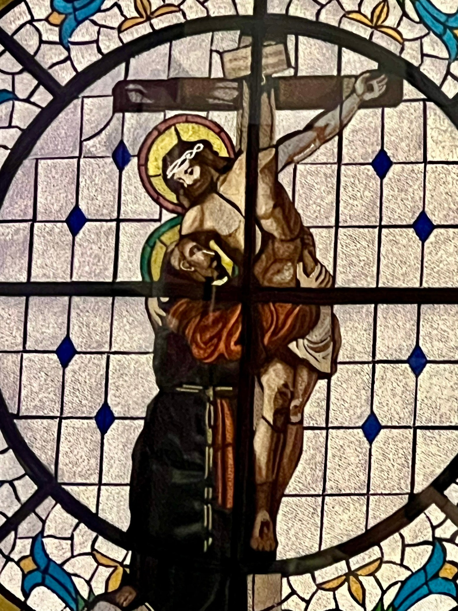 Handmade One-of-a-kind Stained Glass Threadart "jesus at the Cross ...